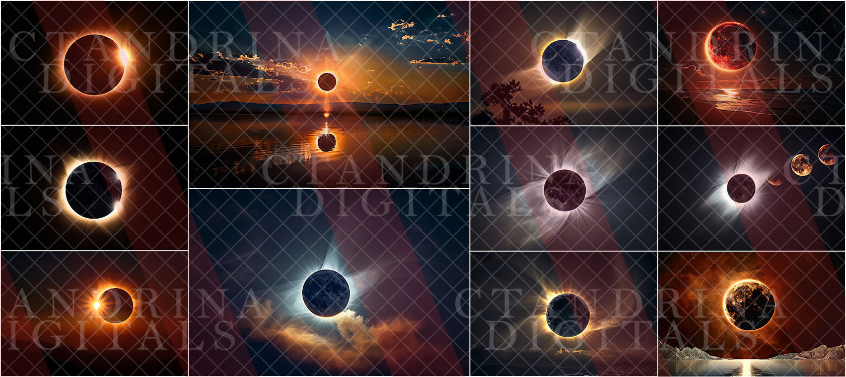 Solar Eclipse Inspired Digital Backdrops, 2 FREE Rock Overlays ...