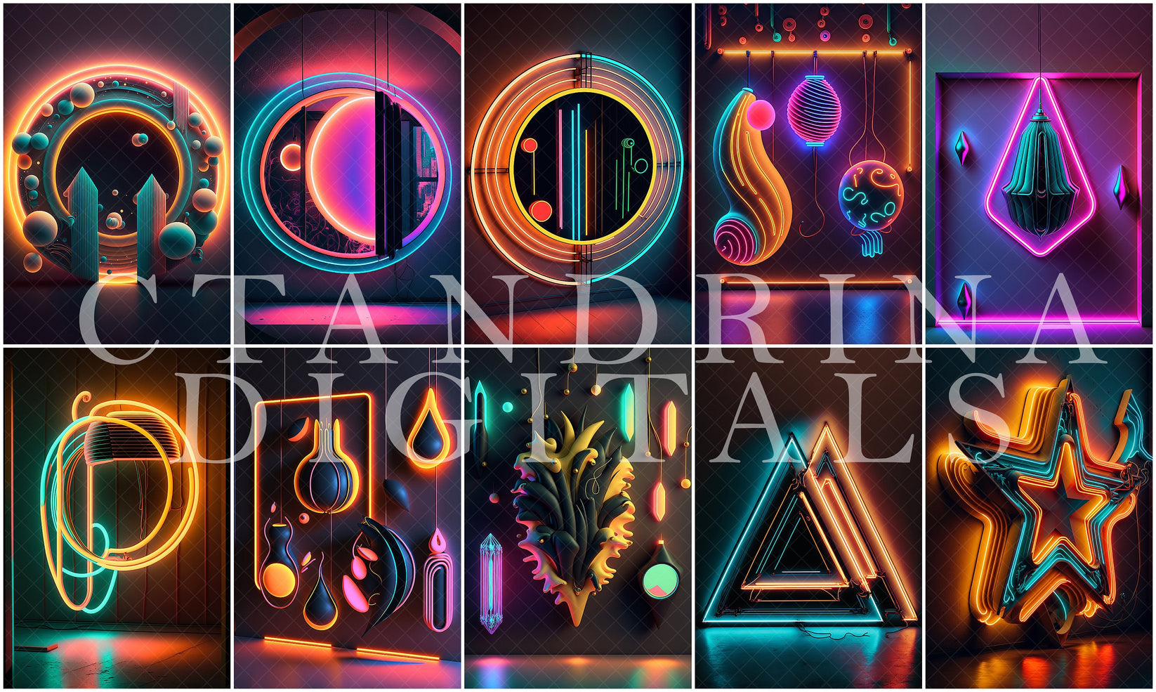 Abstract Neon Sign Digital Backdrops – CTandRinaDigitals
