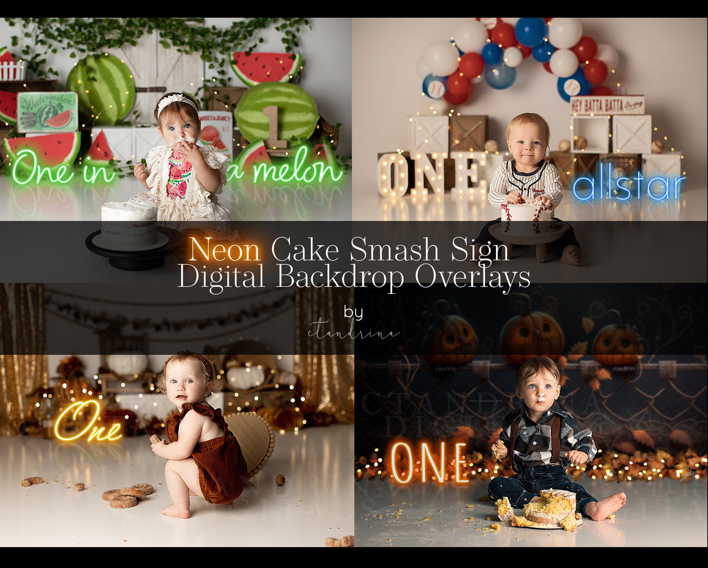 Cake Smash PNG Neon Sign Overlays – CTandRinaDigitals
