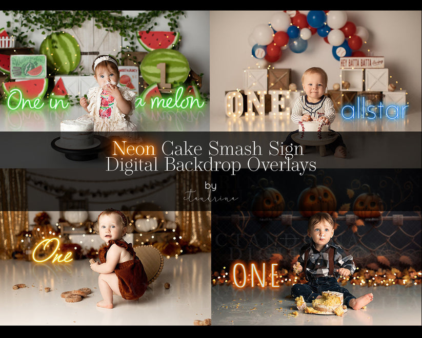 Cake Smash PNG Neon Sign Overlays – CTandRinaDigitals
