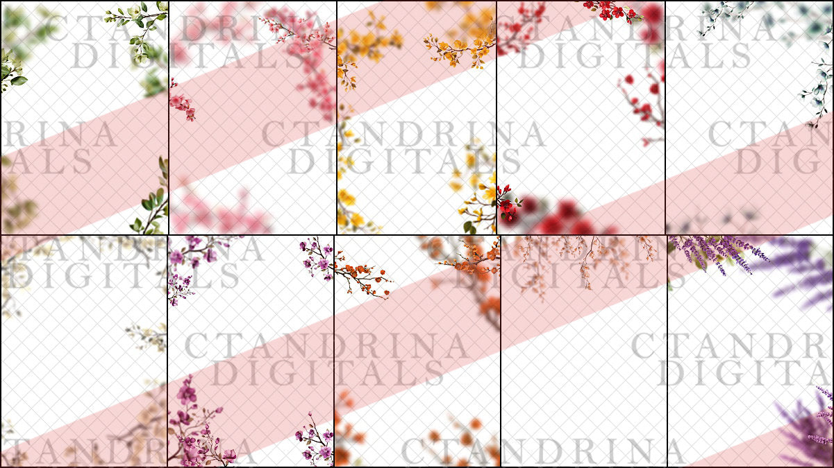 Floral Branch PNG Backdrop Overlays – CTandRinaDigitals